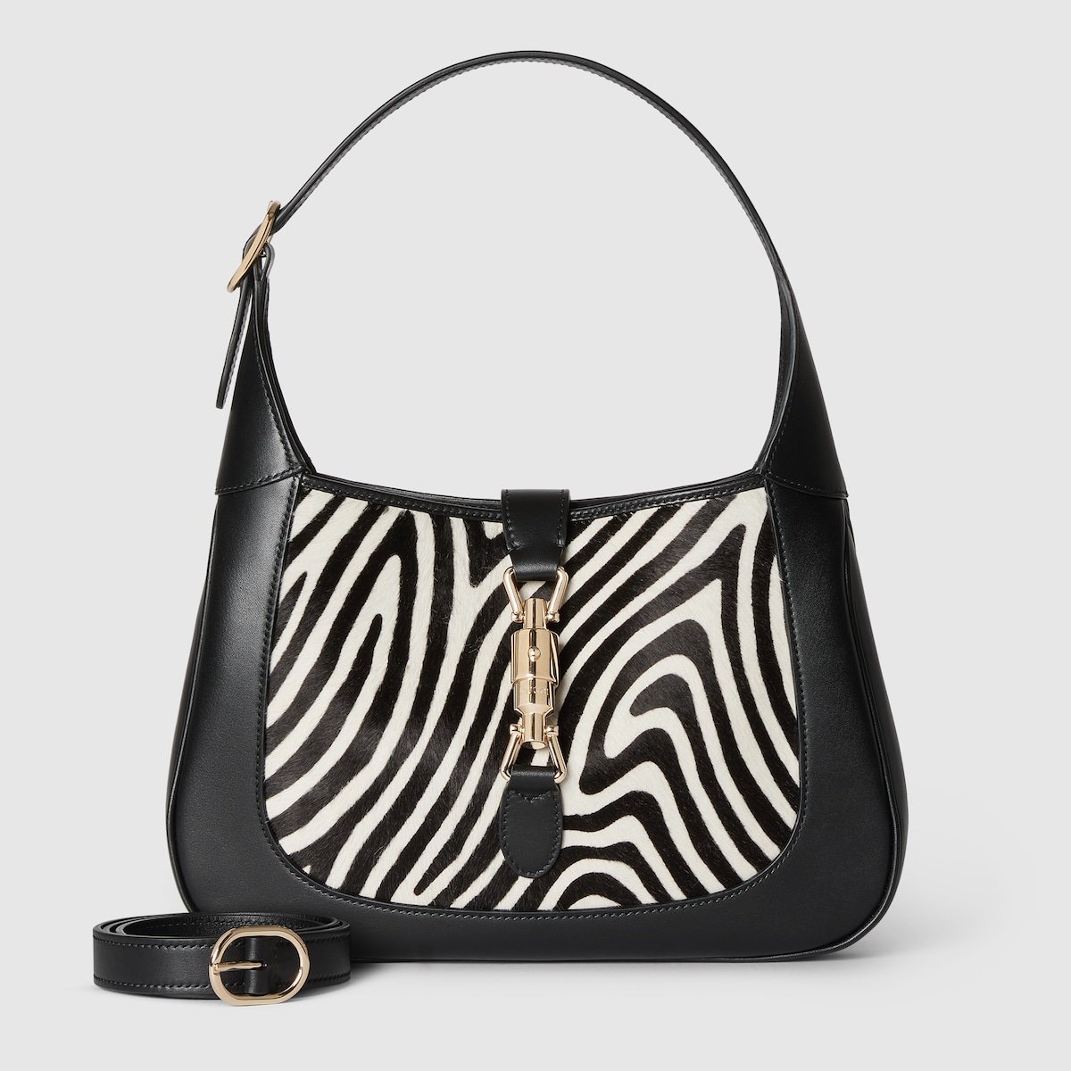 Gucci Jackie 1961 medium bag in black and white calf hair | GUCCI® US