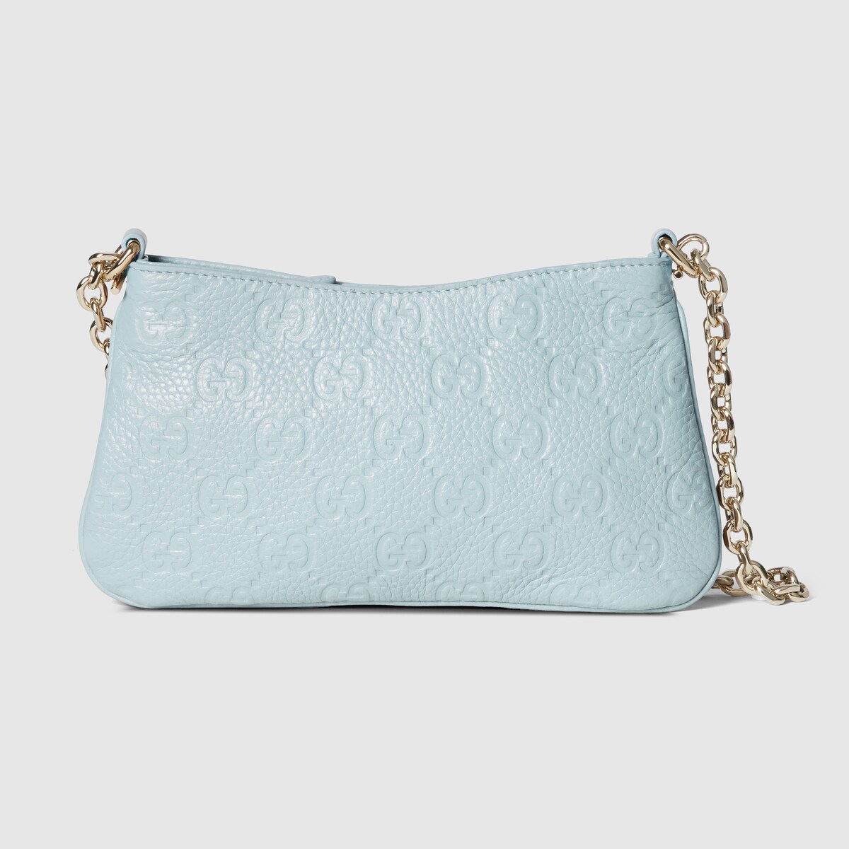 GG Emblem small shoulder bag in light blue leather | GUCCI® US
