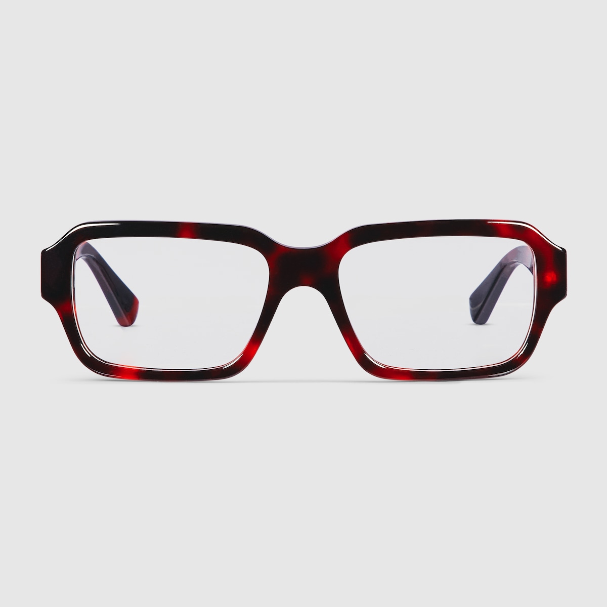 Rectangular frame sunglasses in red and black tortoiseshell | GUCCI® US