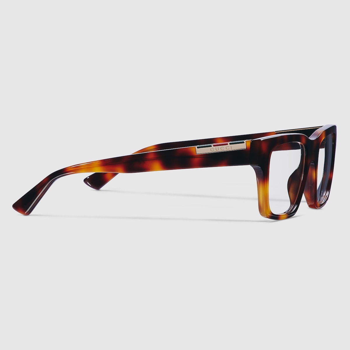 Rectangular frame sunglasses in medium brown tortoiseshell | GUCCI® US