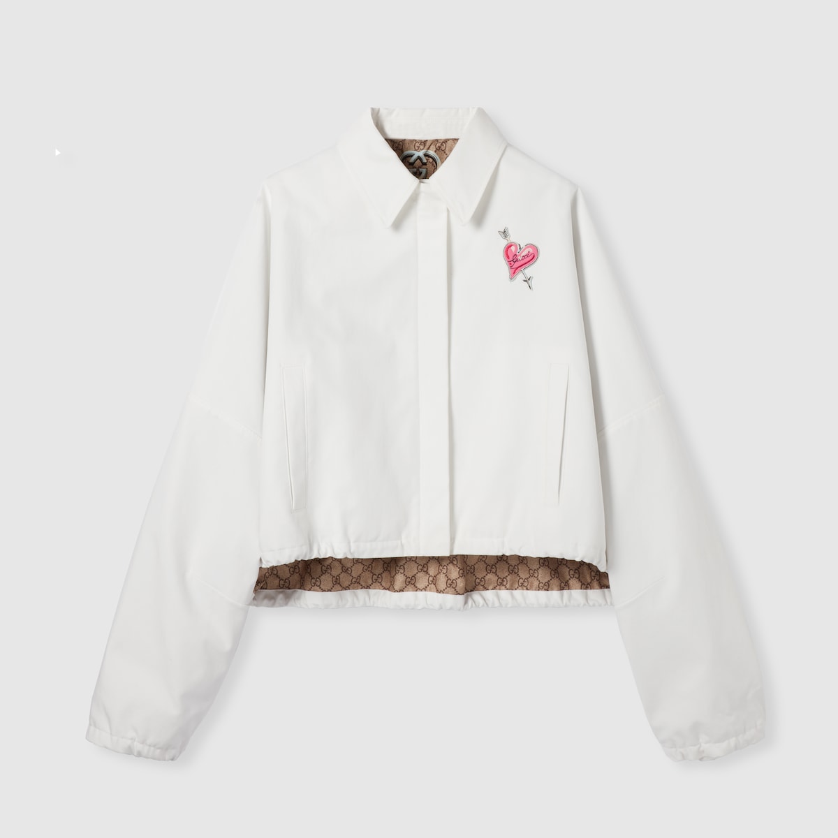 Cotton canvas jacket with patch in off white | GUCCI® US