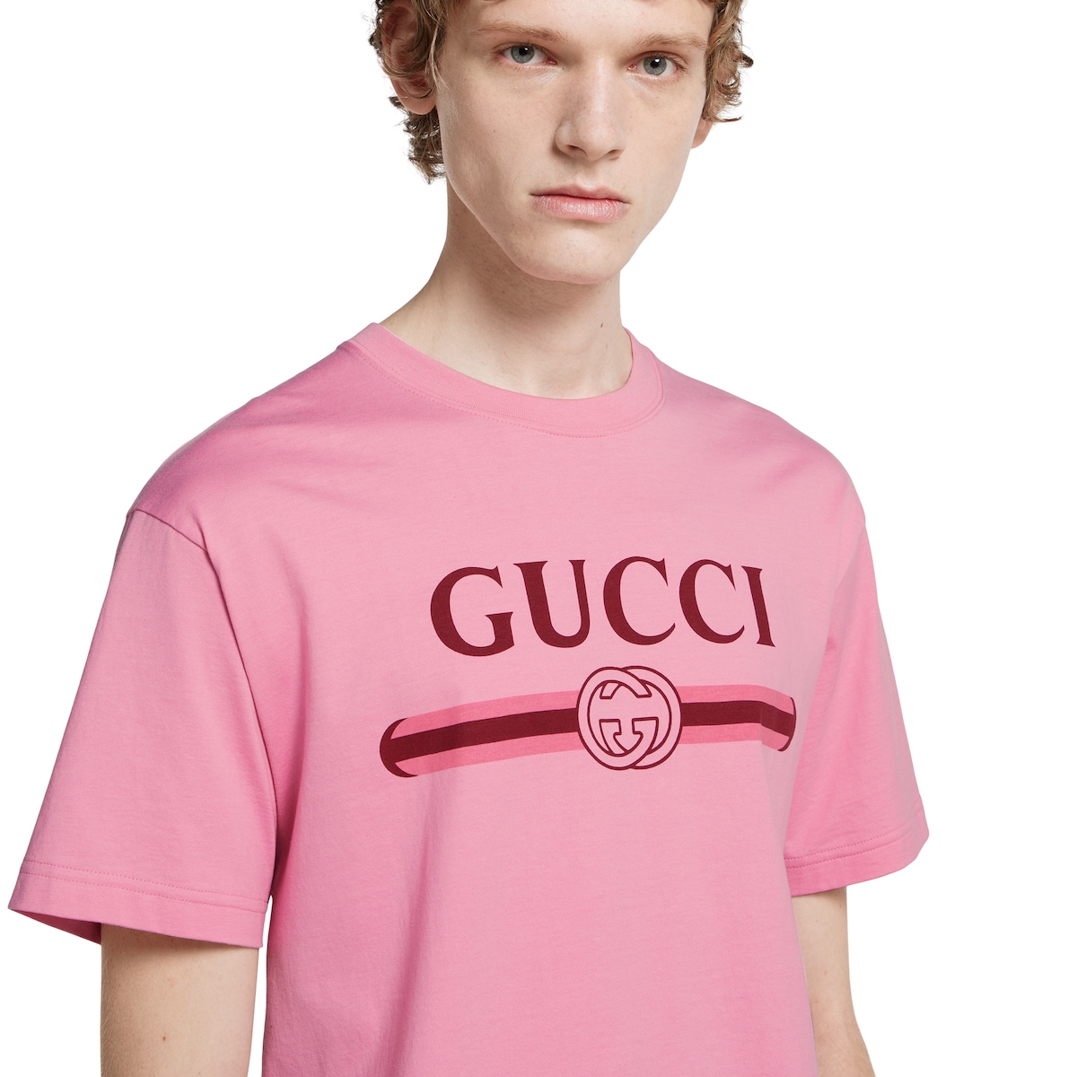Cotton jersey T-shirt with print in pink | GUCCI® US