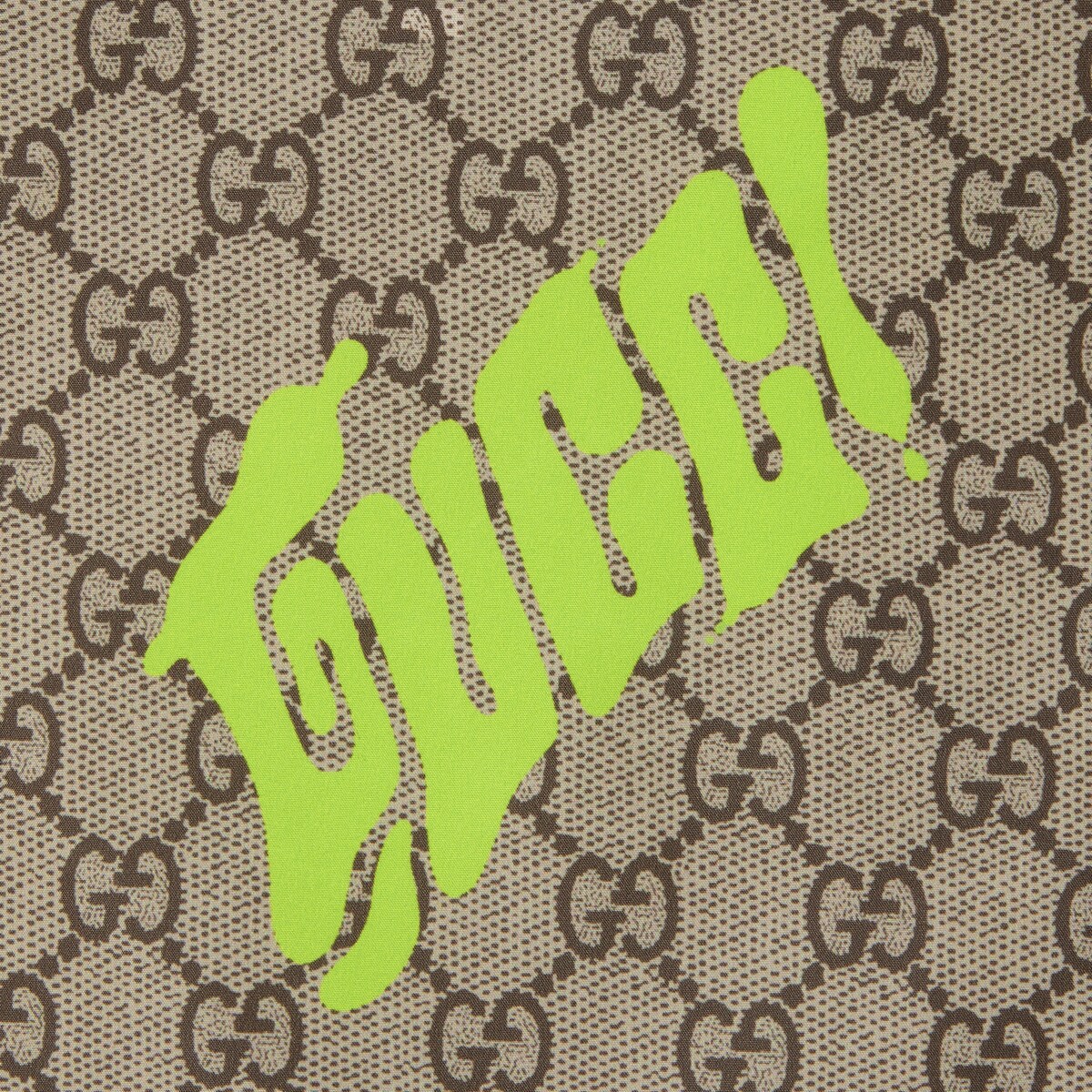 Printed poplin tech zip jacket in beige, brown and lime green | GUCCI® UK