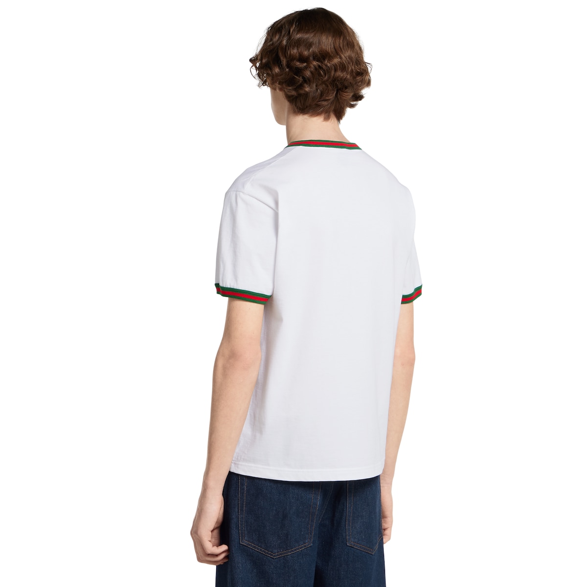 Cotton jersey T-shirt with embroidery in white | GUCCI® US