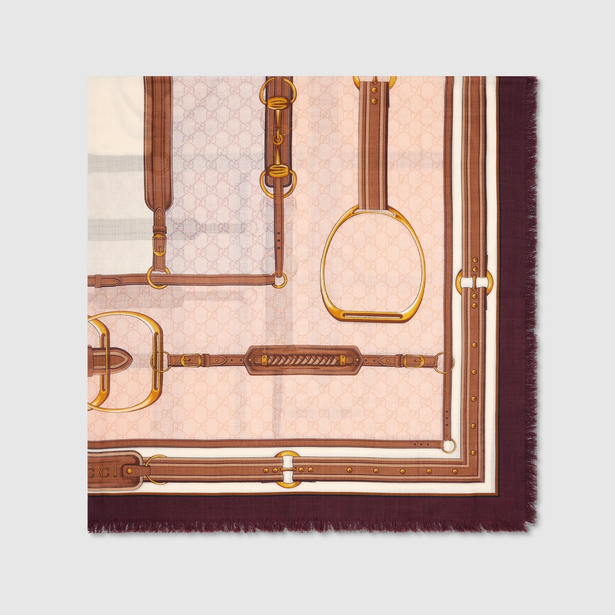 Printed silk shawl in beige | GUCCI® US