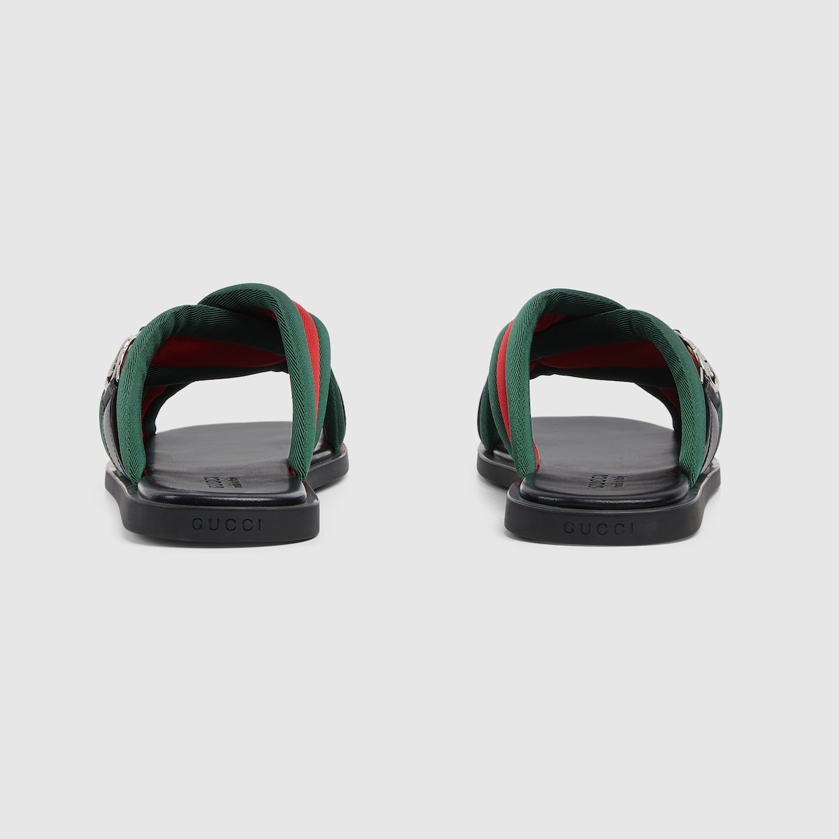 Men's Web sandal with Interlocking G in green and red Web canvas ...