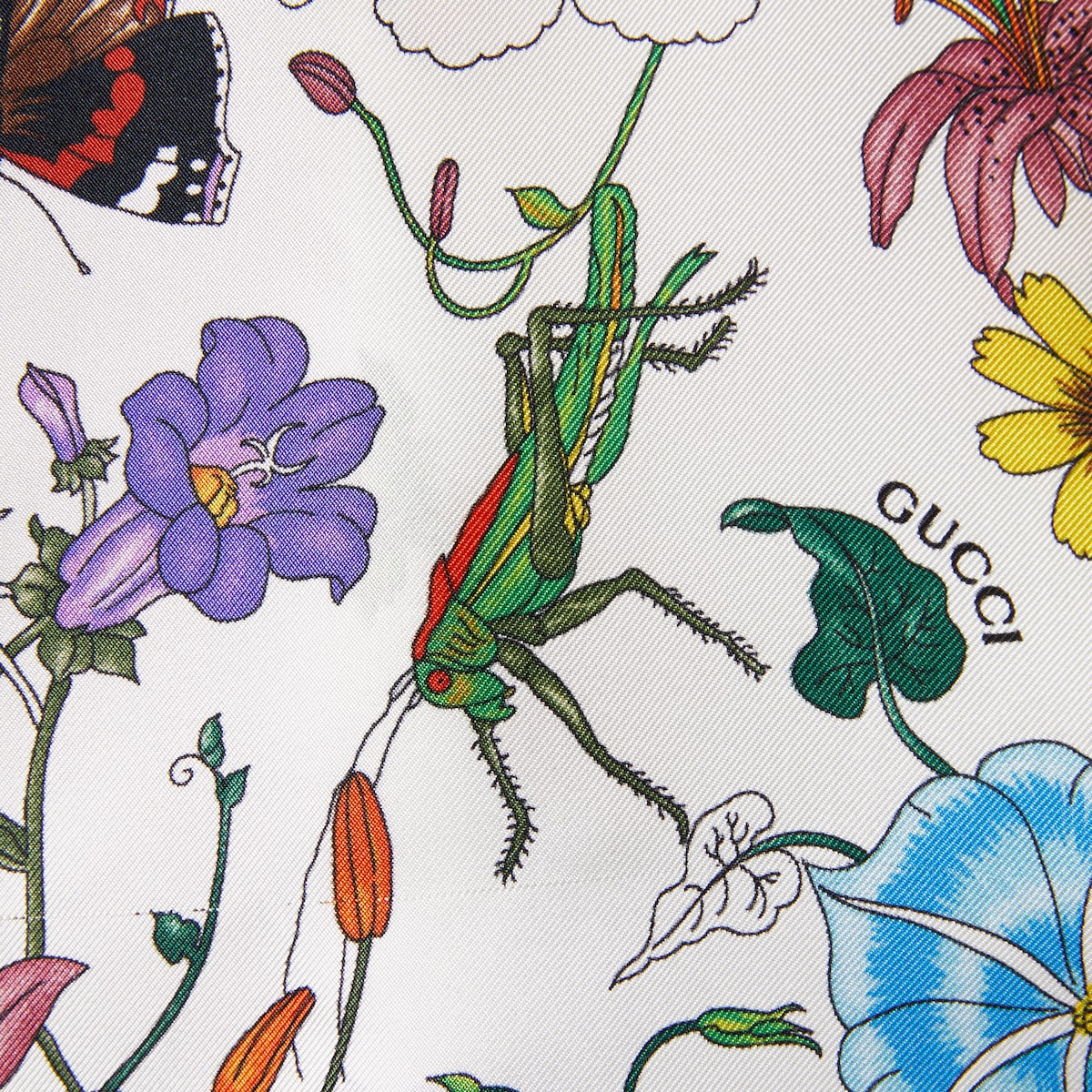 Printed silk shirt in white and multicolor | GUCCI® US