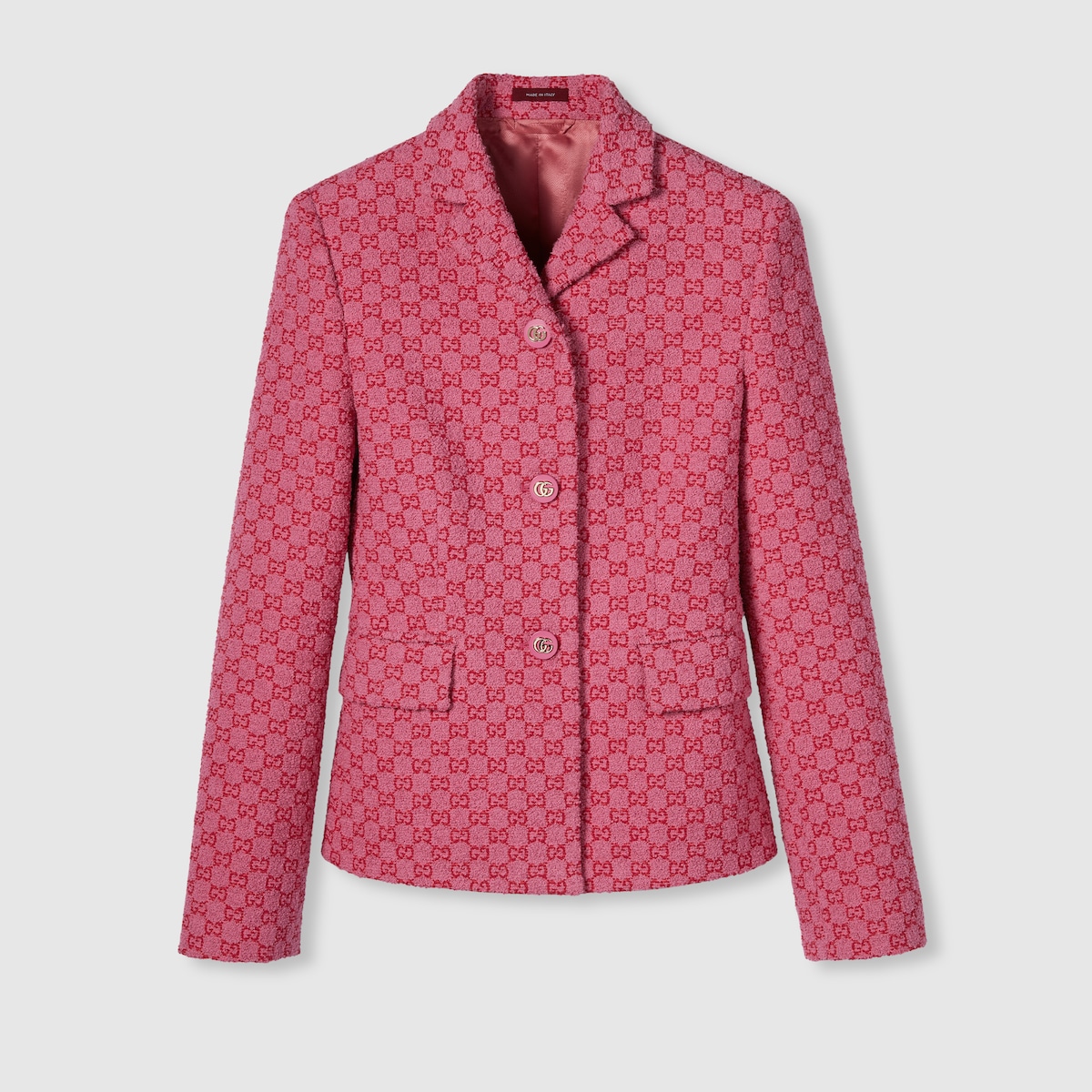 GG cotton bouclé jacket in pink and red | GUCCI® Australia