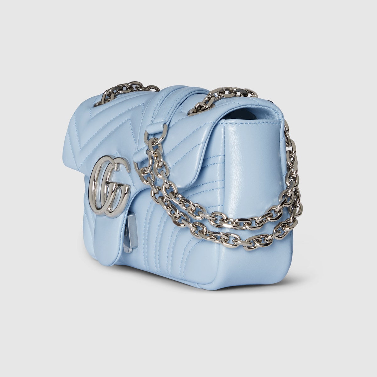 GG Marmont small shoulder bag in light blue leather | GUCCI® US