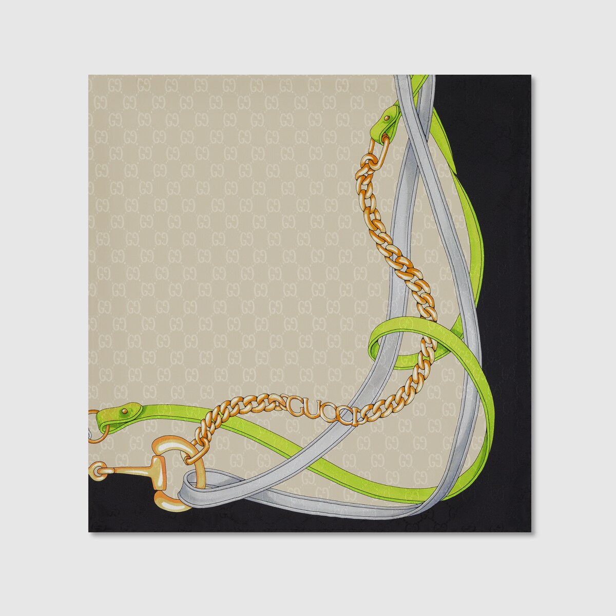 Carré in seta jacquard GG stampata in verde chiaro | GUCCI® Italia