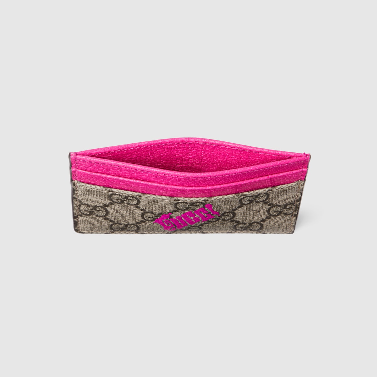 GG Monogram card case with print in beige and dark brown GG Monogram ...