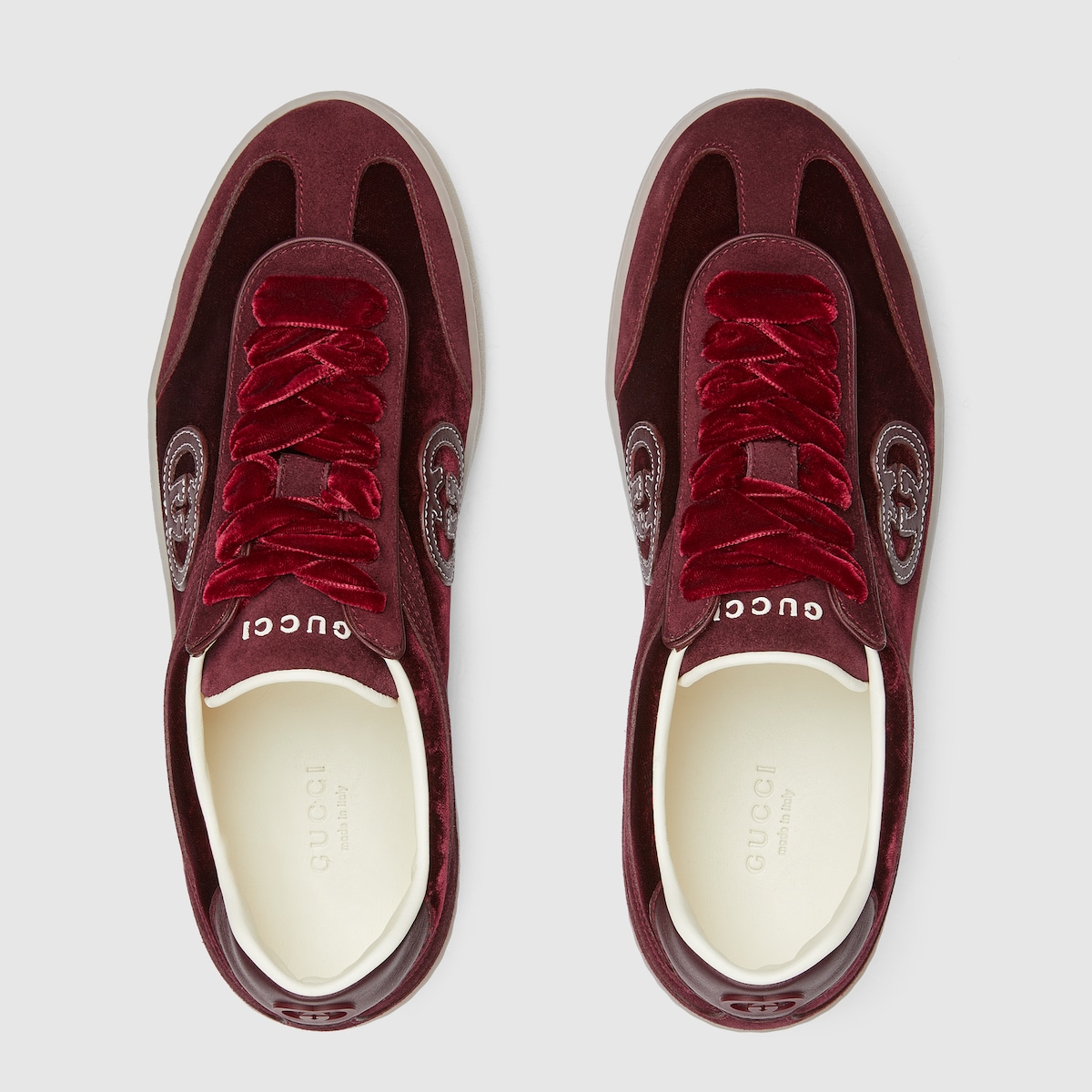 Sneaker para mujer G75 en terciopelo granate | GUCCI® MX