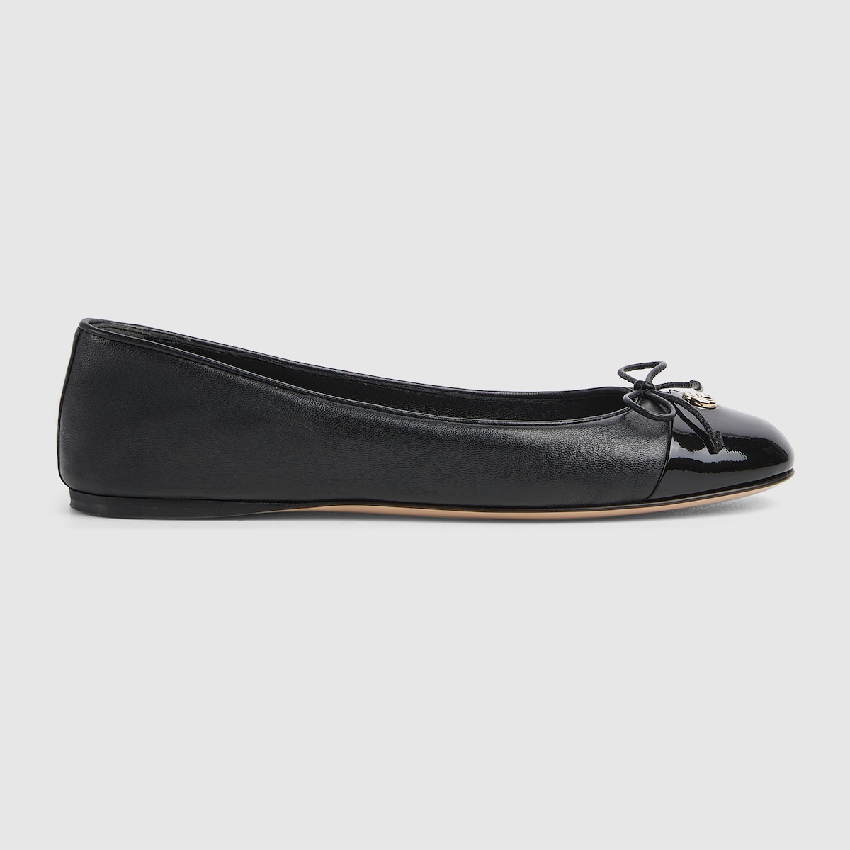 Women's ballet flat with Double G in black leather | GUCCI® NZ