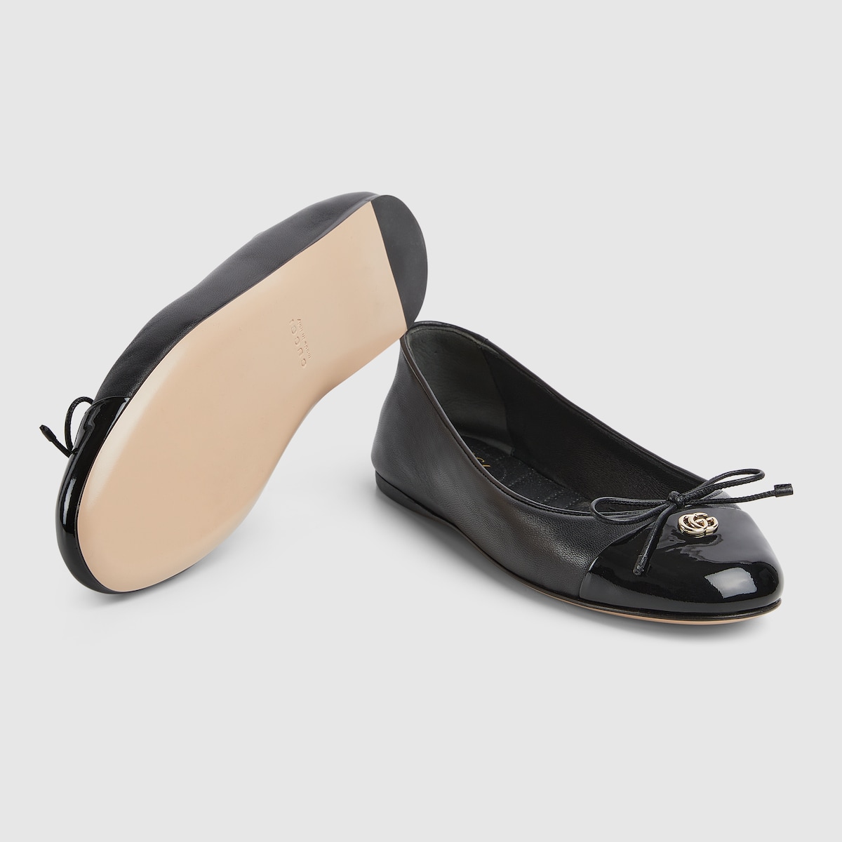 Women's ballet flat with Double G in black leather | GUCCI® NZ
