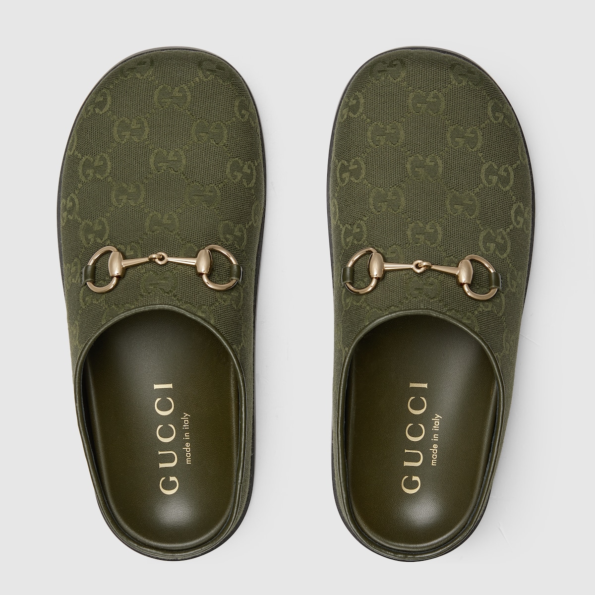 Women's mule with Horsebit in dark green GG canvas | GUCCI® US
