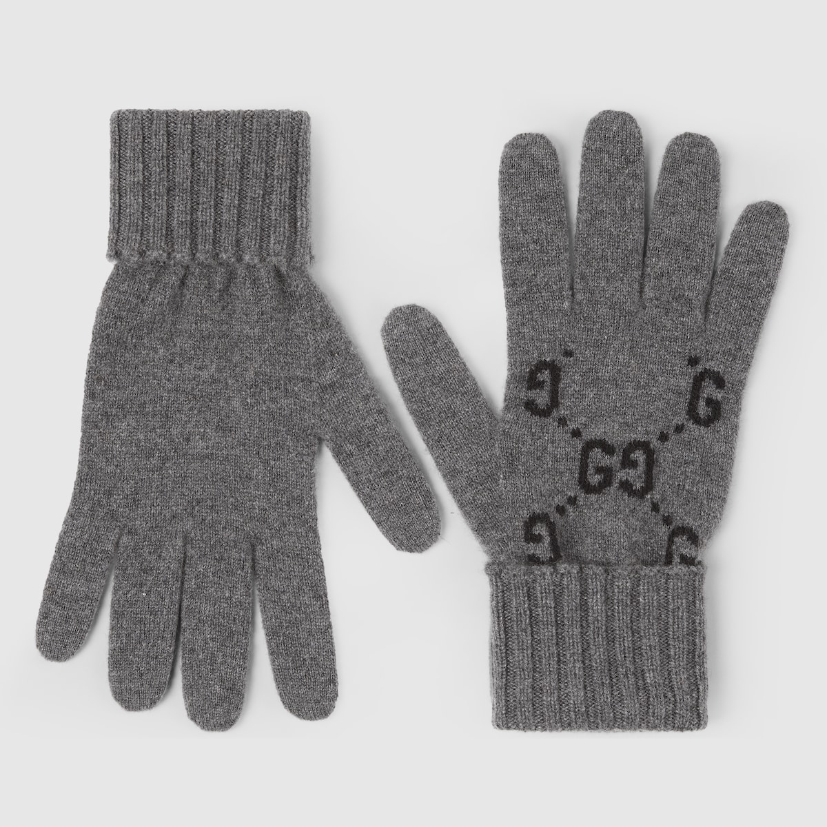 GG cashmere gloves in black and grey | GUCCI® NL