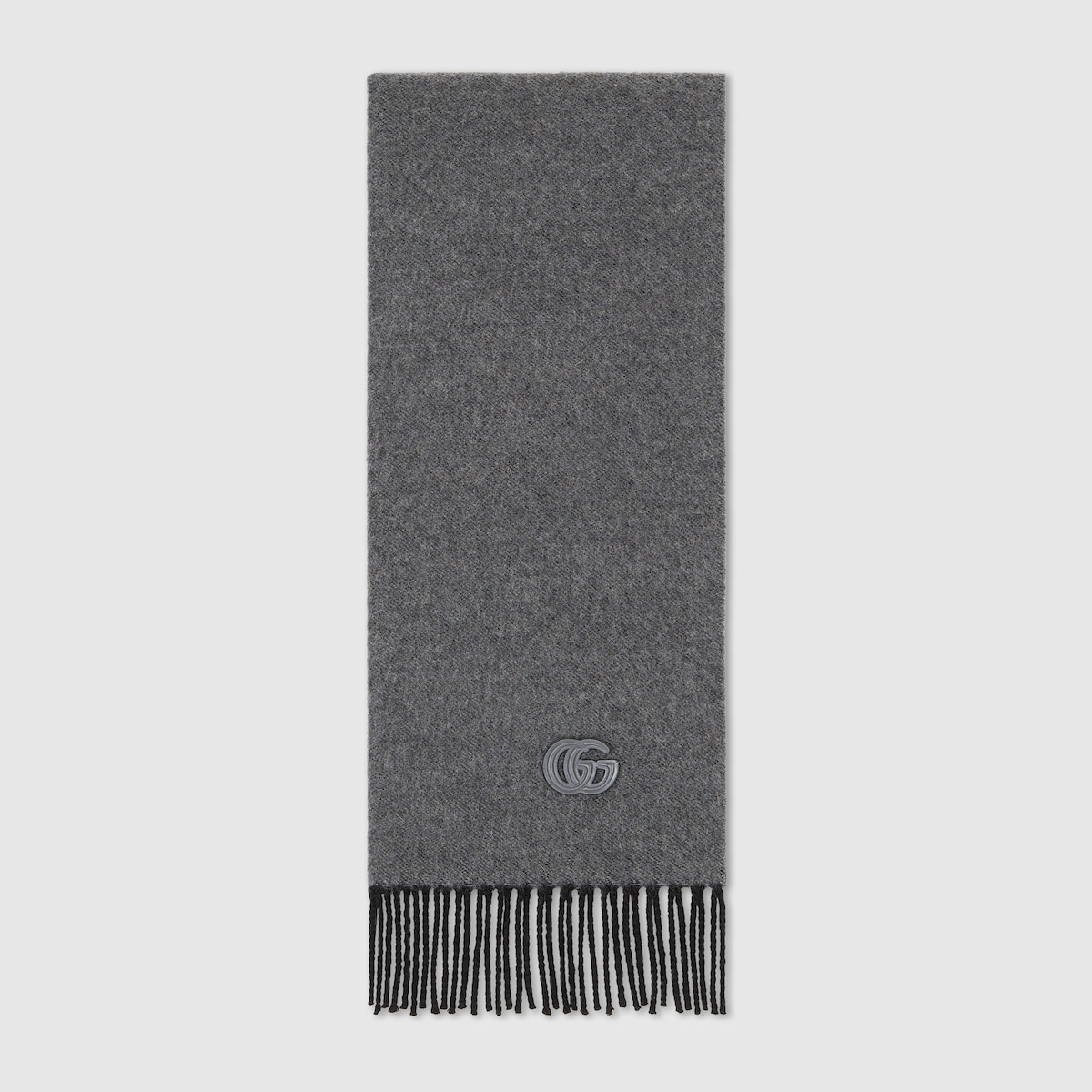 Cashmere scarf with patch in dark grey and black | GUCCI® US