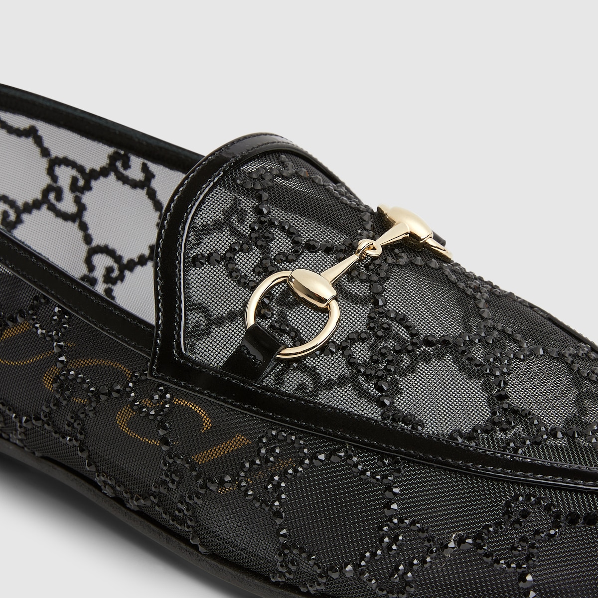 Women's Gucci Jordaan loafer in black GG mesh with crystals | GUCCI ...