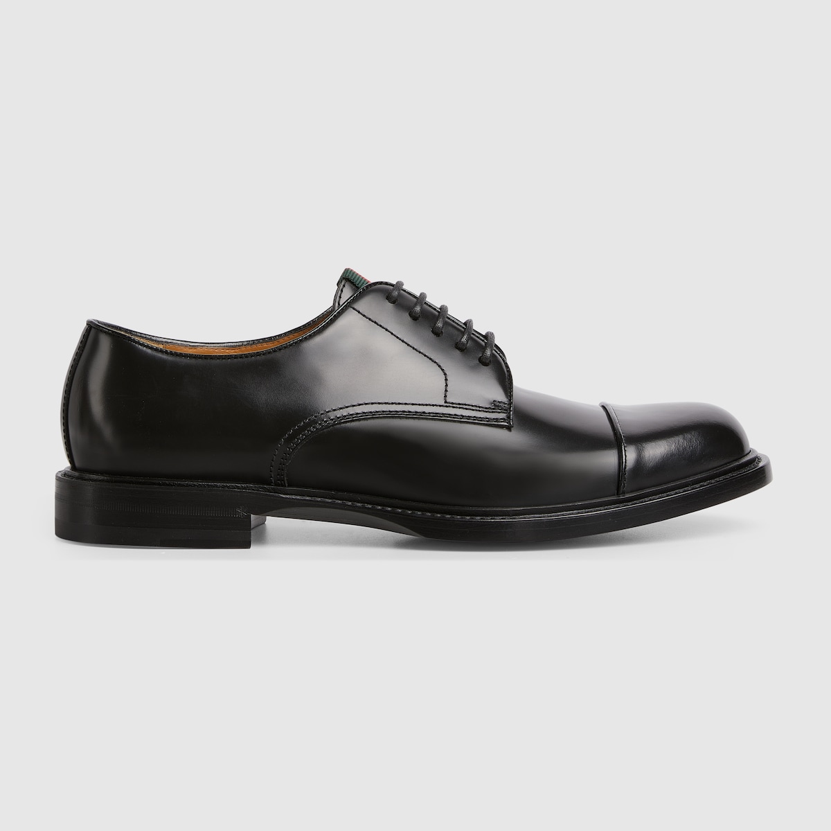 Men's lace up shoe in black shiny leather | GUCCI® US
