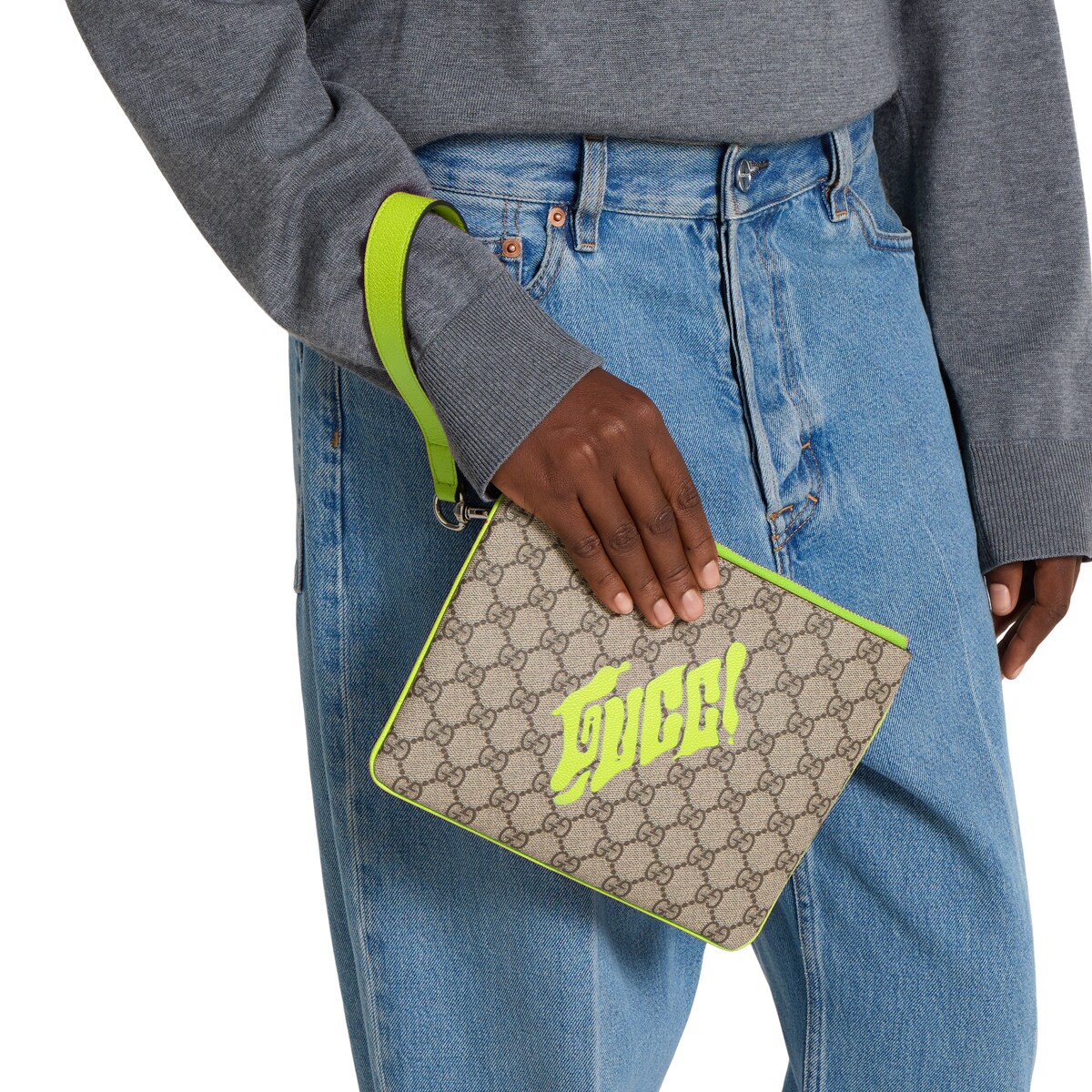 Small pouch with print in beige and dark brown GG Monogram | GUCCI® US