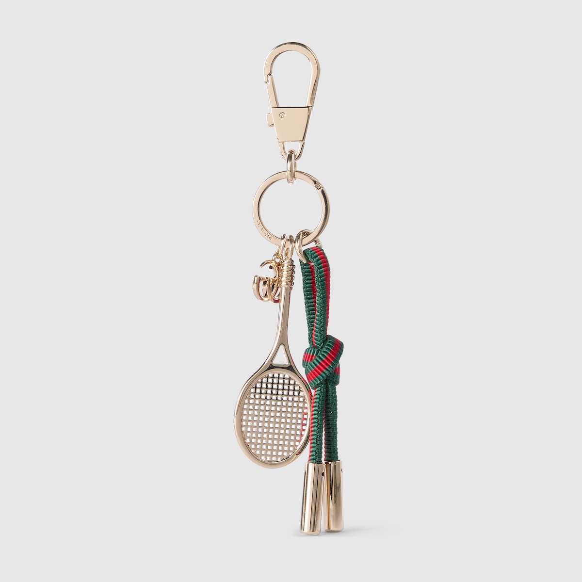 Gucci Tennis keychain with Web in light gold-toned metal | GUCCI® US