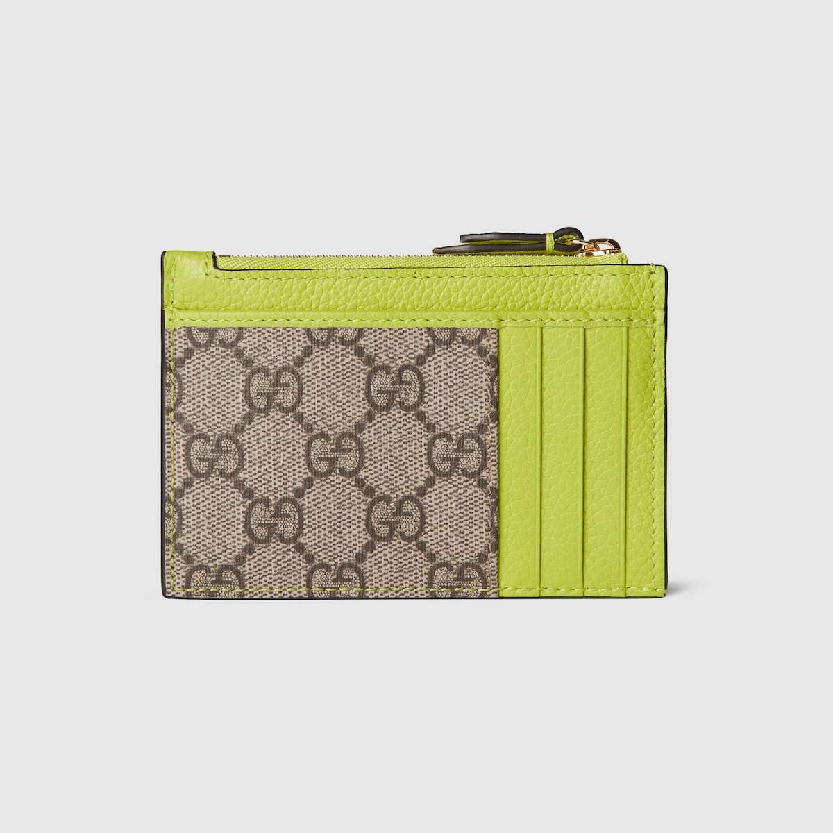 GG Marmont zip key pouch in beige and bright green leather | GUCCI® US