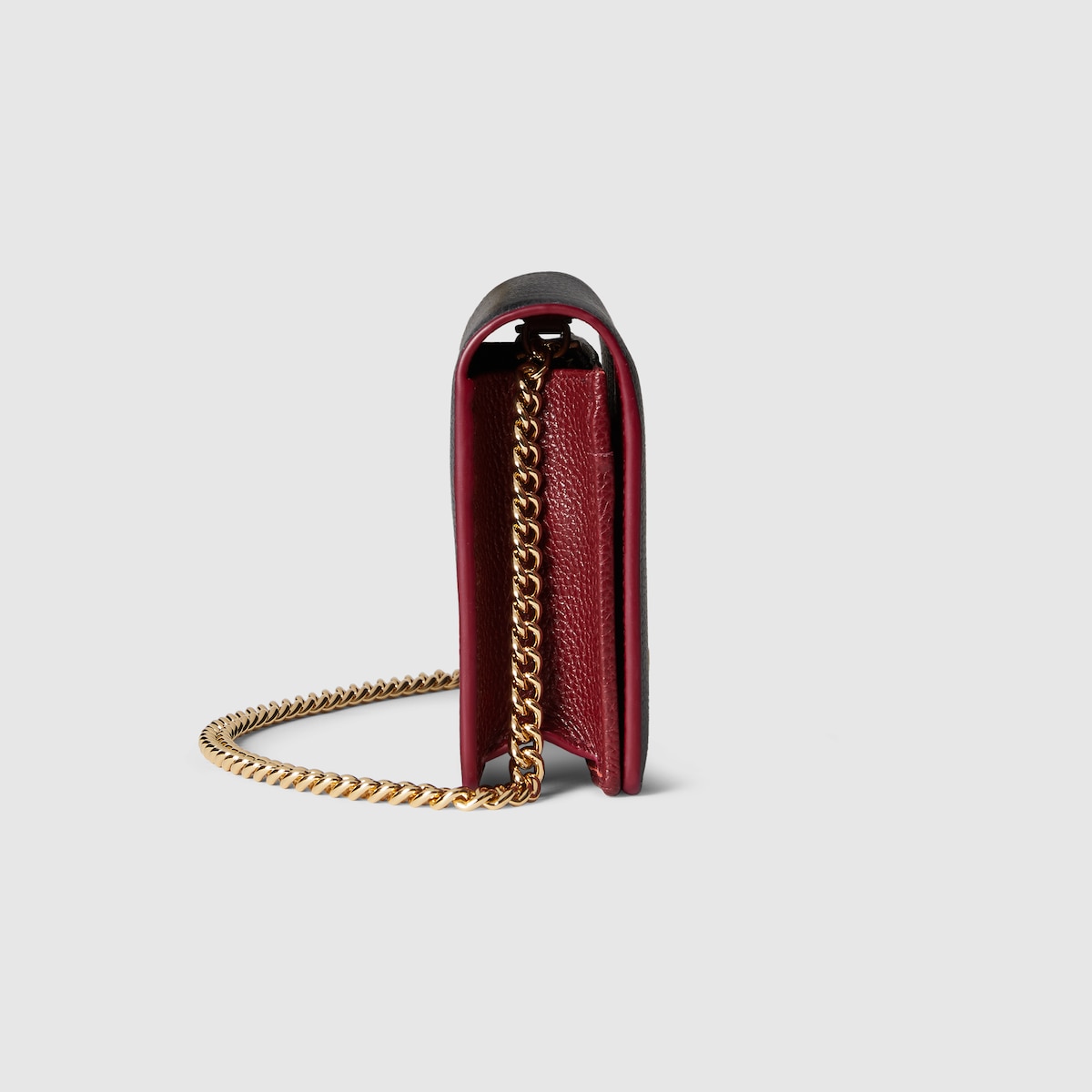 GG Marmont wallet on chain in black and red leather | GUCCI® BE