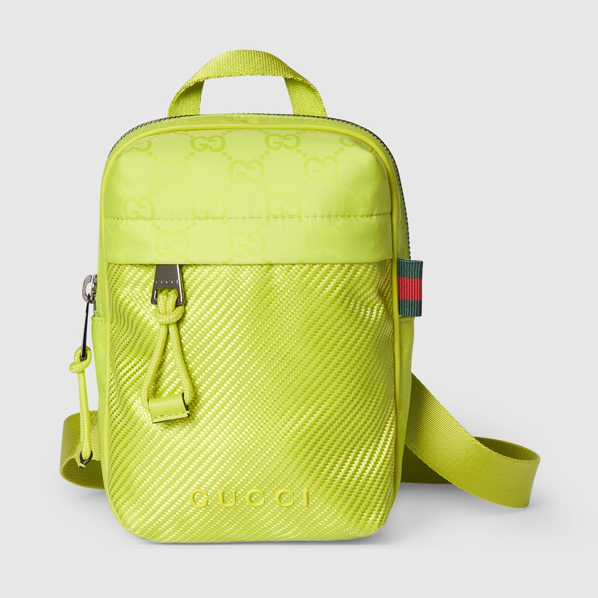 Gucci Nexus mini slingbag in bright green GG nylon | GUCCI® US