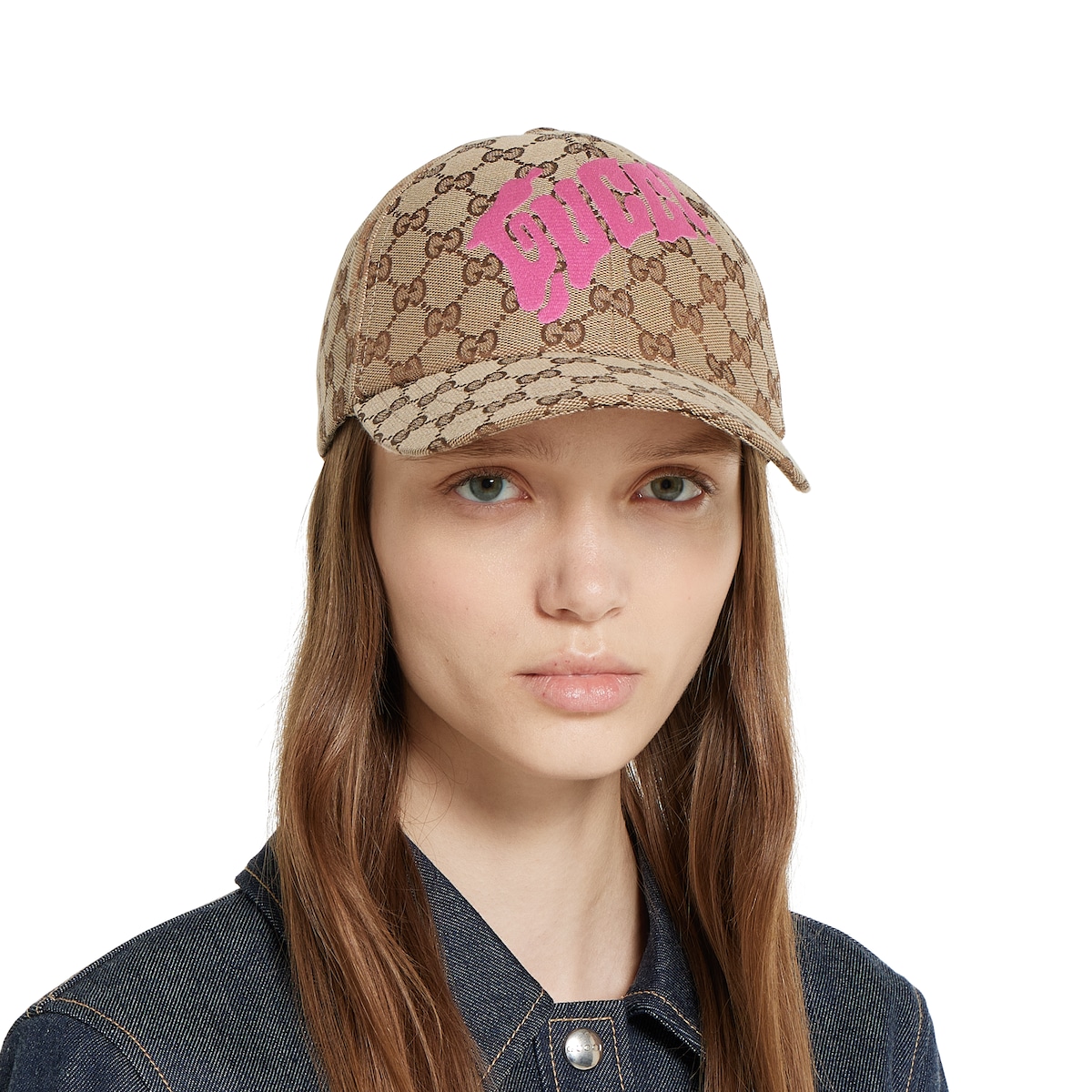 GG canvas baseball cap with print in beige and dark brown | GUCCI® US