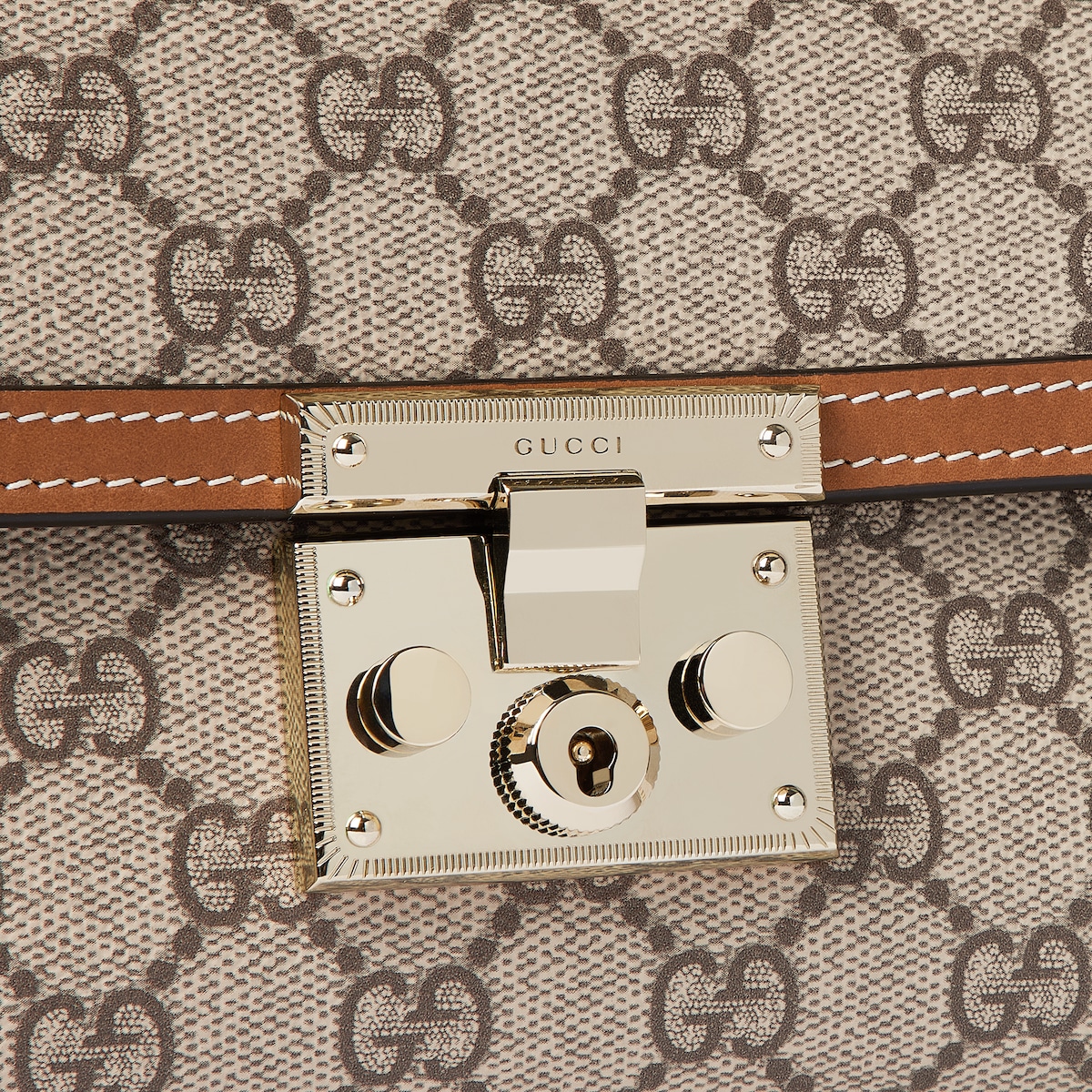 Padlock small top handle bag in beige and brown GG fabric | GUCCI® NZ