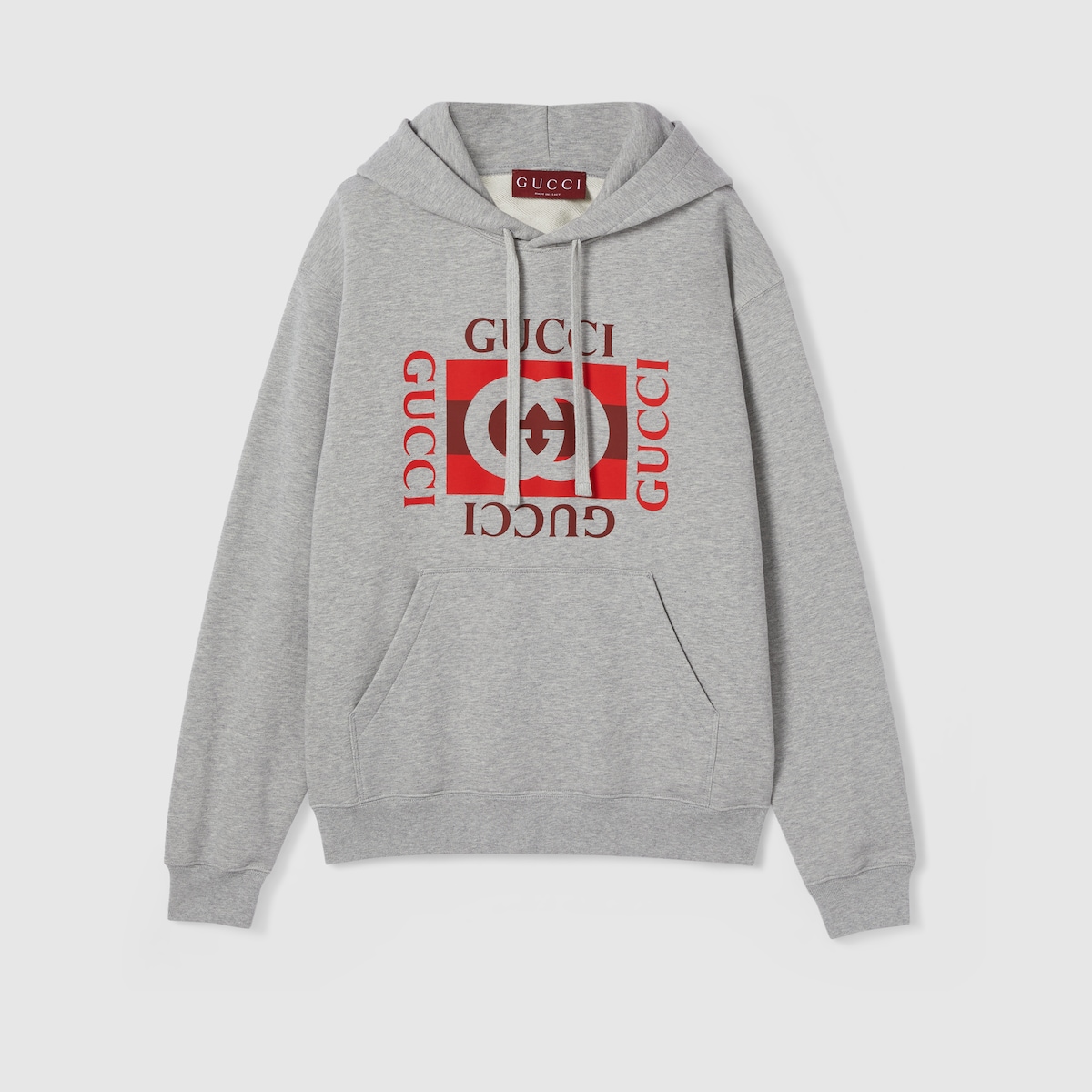 Printed cotton jersey sweatshirt in grey mélange | GUCCI® US