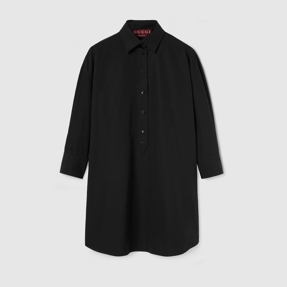 Cotton poplin shirt with embroidery in black | GUCCI® US