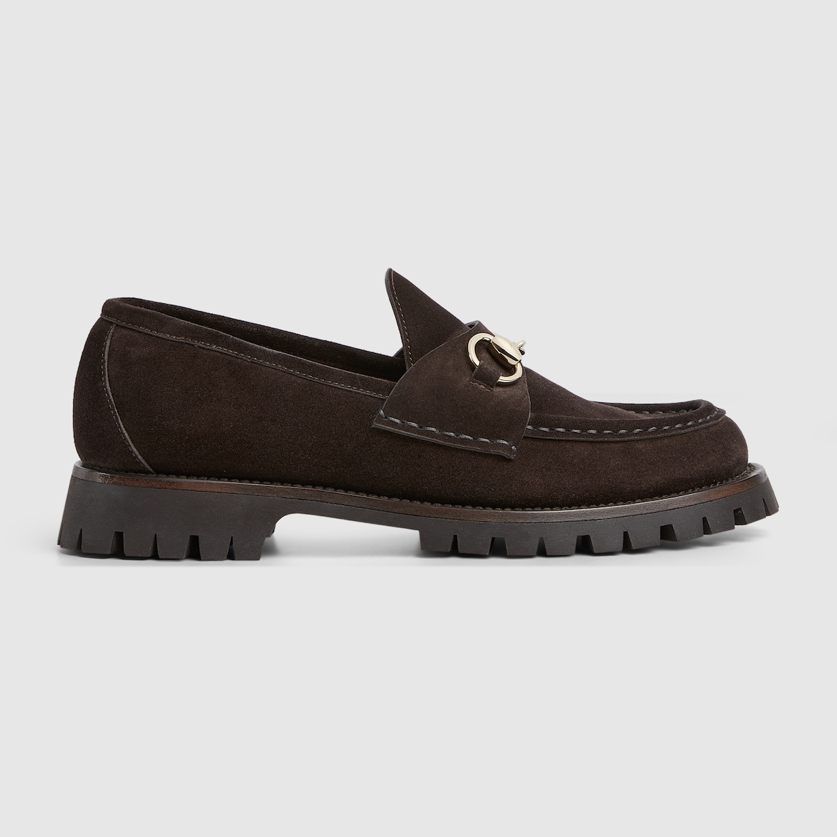 Mocassins à détail Mors pour femme en daim marron foncé | GUCCI® FR