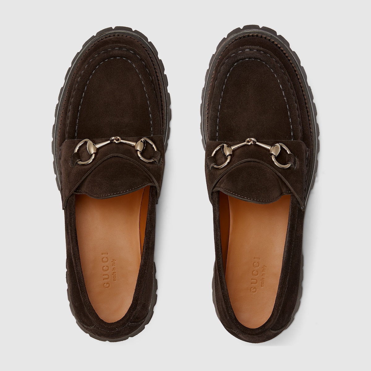 Mocassins à détail Mors pour femme en daim marron foncé | GUCCI® FR