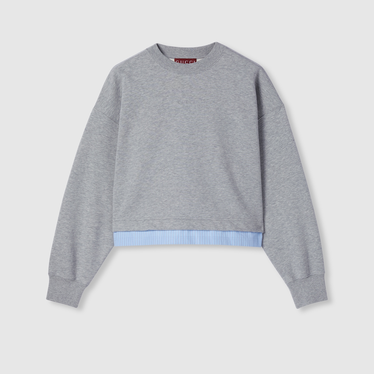 Cotton jersey sweatshirt with embroidery in light grey | GUCCI® US