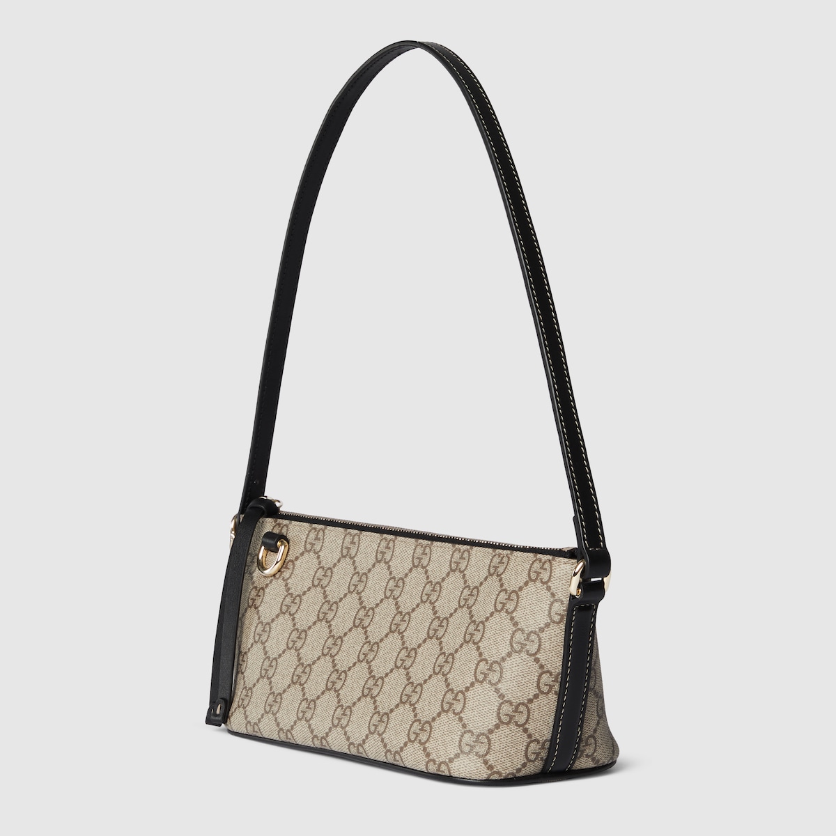 GG Emblem small shoulder bag in beige and dark brown fabric | GUCCI® SG