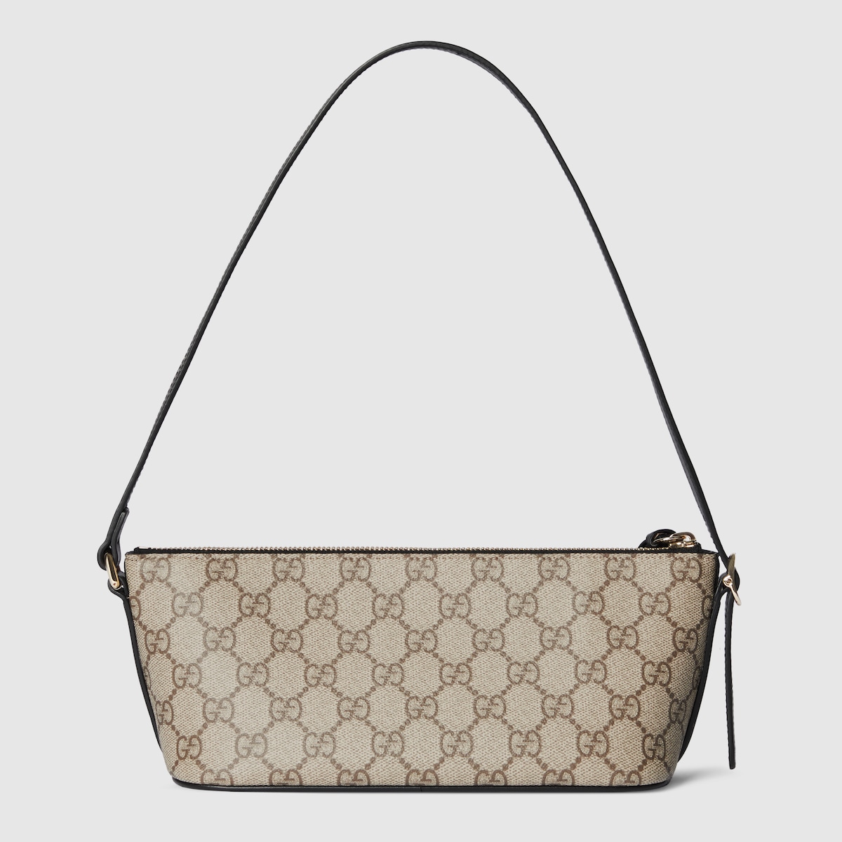 GG Emblem small shoulder bag in beige and dark brown fabric | GUCCI® US