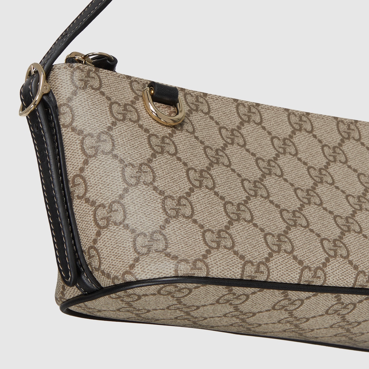 GG Emblem small shoulder bag in beige and dark brown fabric | GUCCI® US