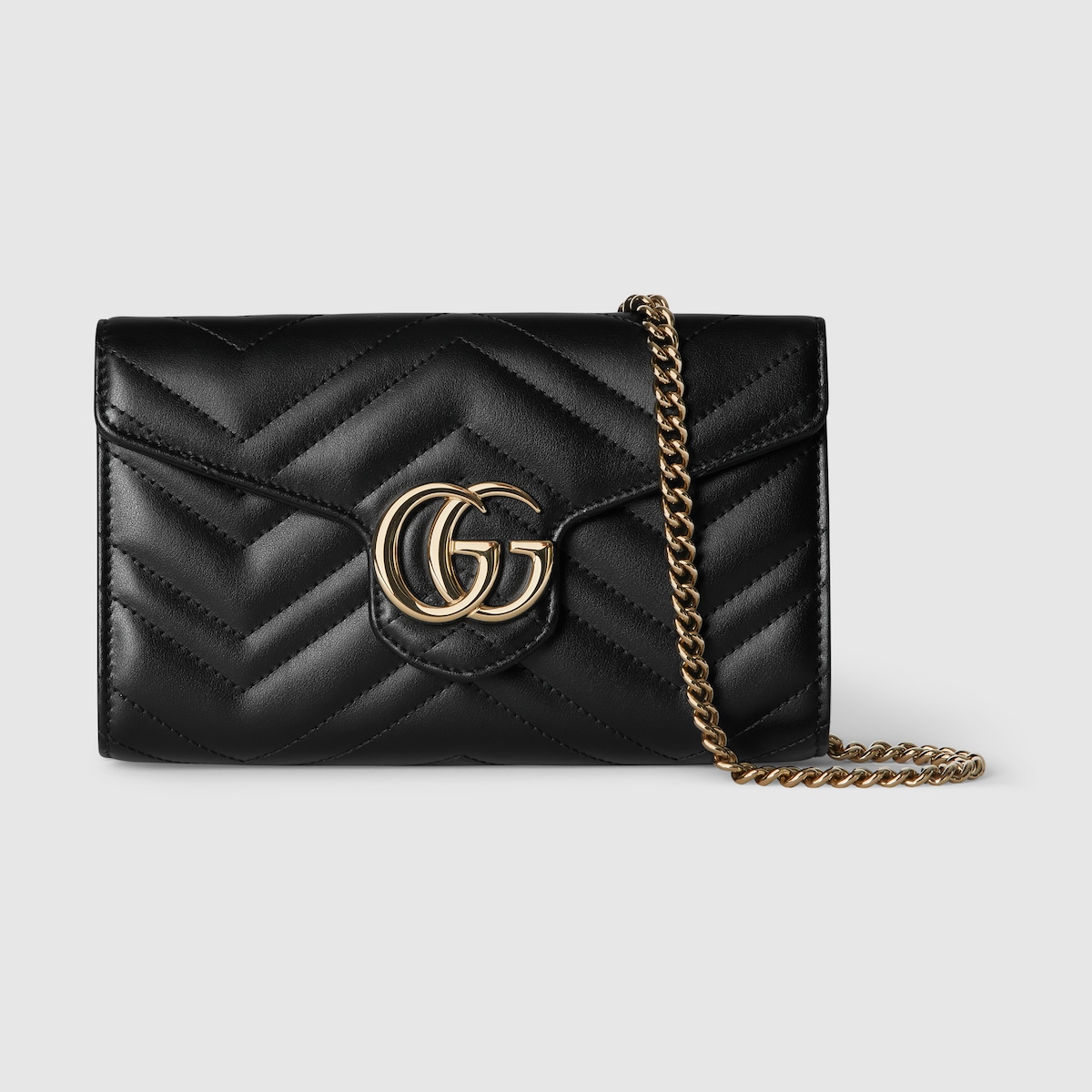 GG Marmont wallet on chain in black leather | GUCCI® Australia
