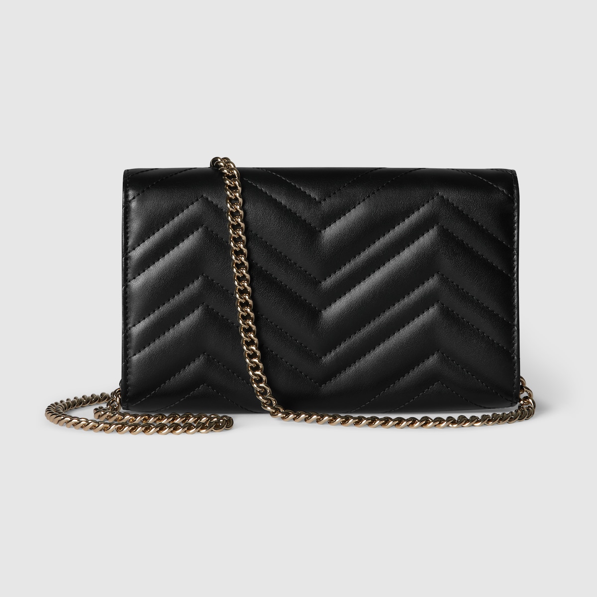 GG Marmont wallet on chain in black leather | GUCCI® US