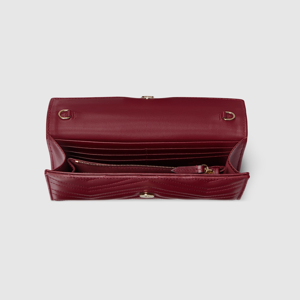 GG Marmont wallet on chain in Rosso Ancora red leather | GUCCI® US