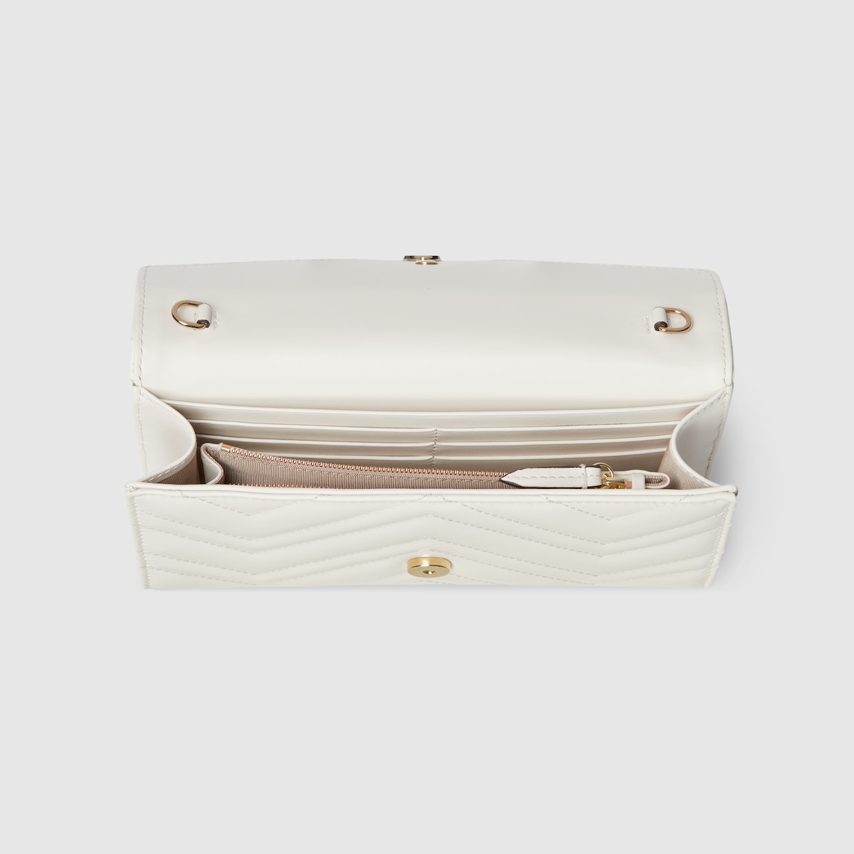 GG Marmont wallet on chain in white leather | GUCCI® US