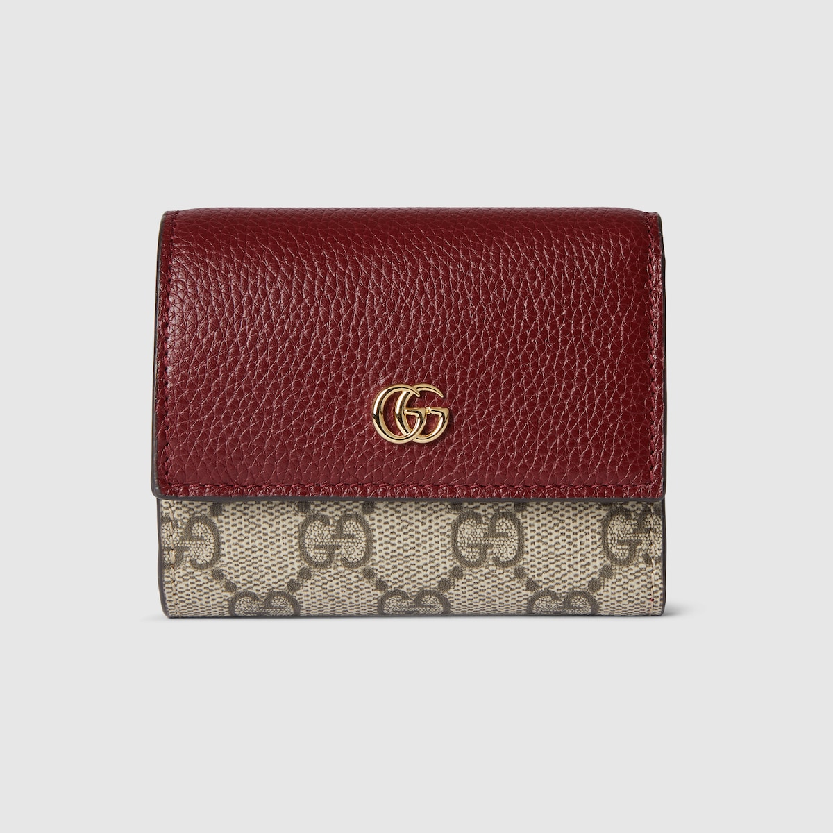Bi-color GG Marmont mini wallet in Rosso Ancora red and beige | GUCCI® US
