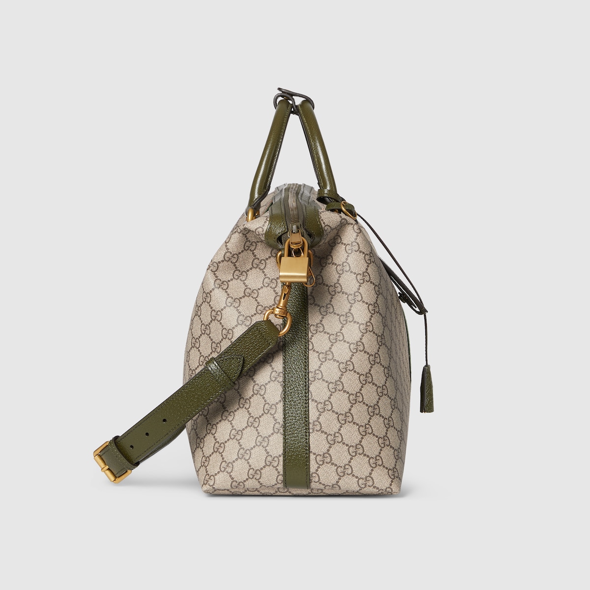Gucci Savoy medium duffle bag in beige and dark brown fabric | GUCCI® US