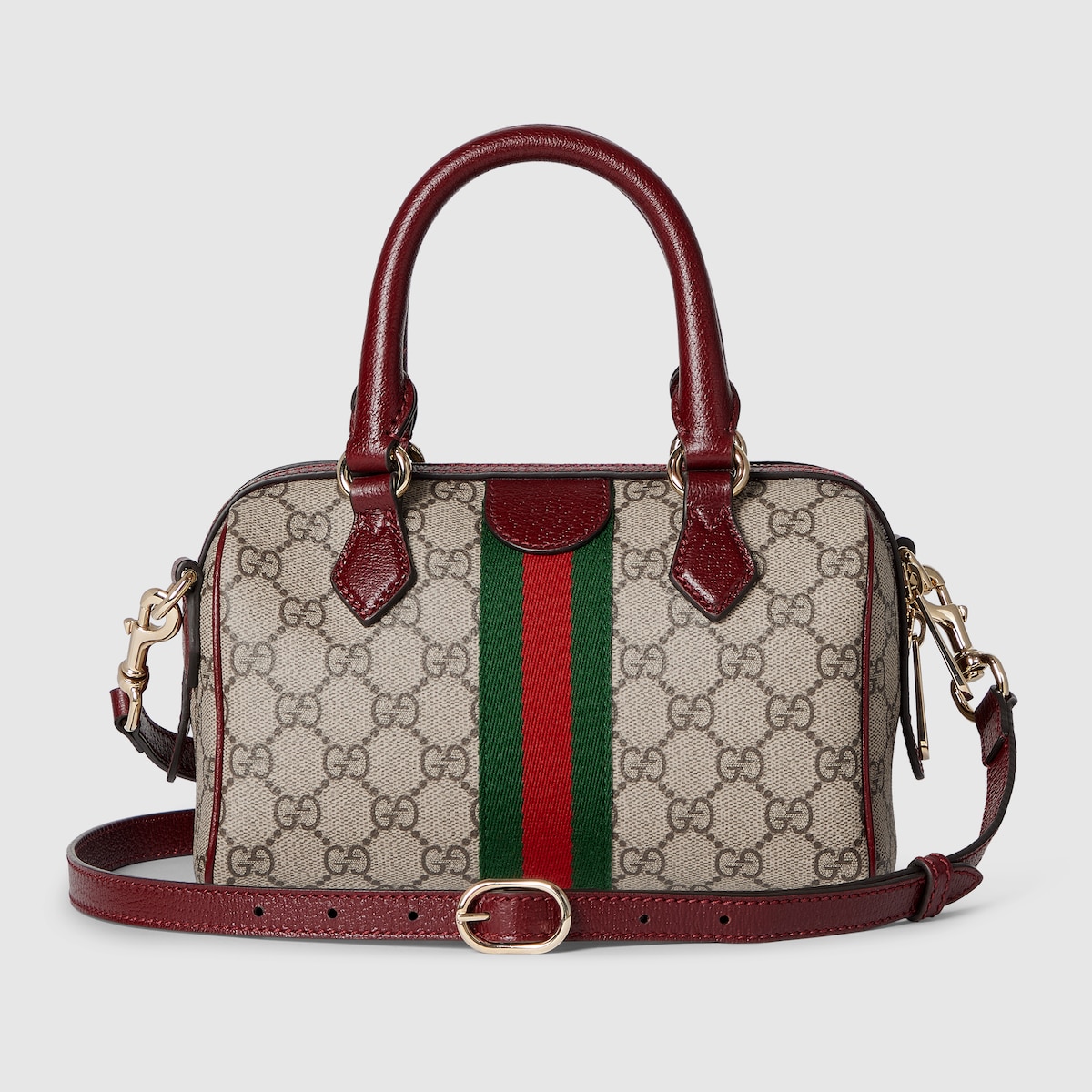กระเป๋า Ophidia small boston bag inผ้า GG สีเบจและสีน้ำตาล | GUCCI® TH