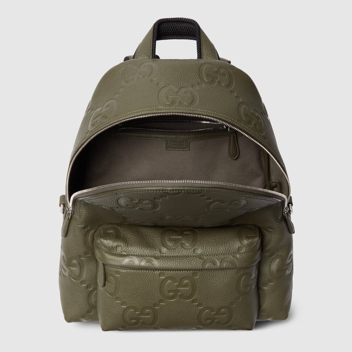 GG jumbo medium backpack in dark green GG leather | GUCCI® US