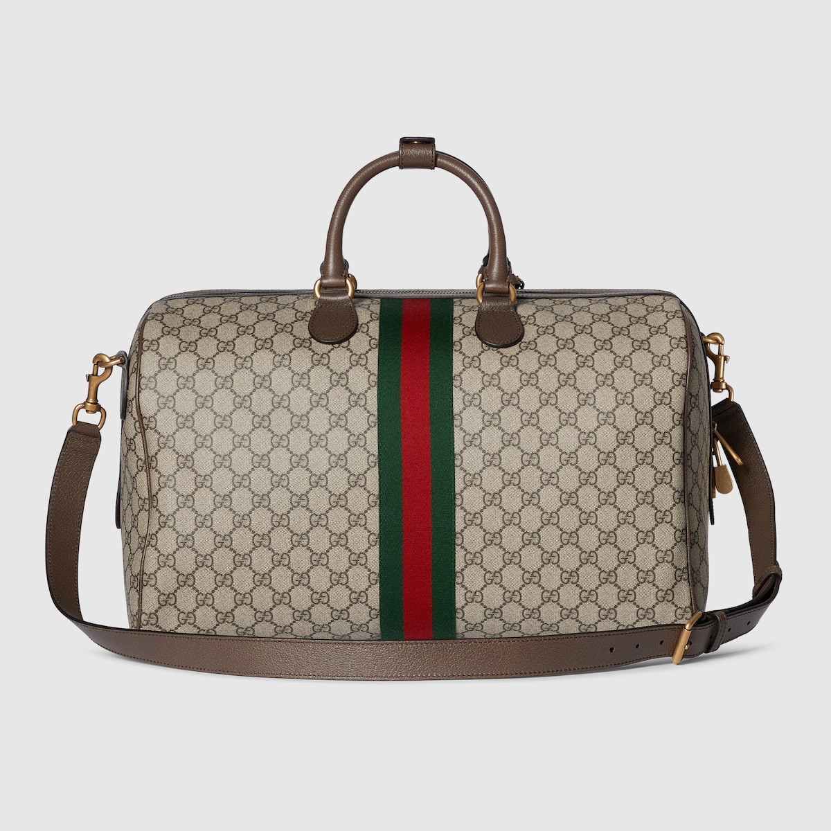 Gucci Savoy medium duffle bag in beige and dark brown fabric | GUCCI® US