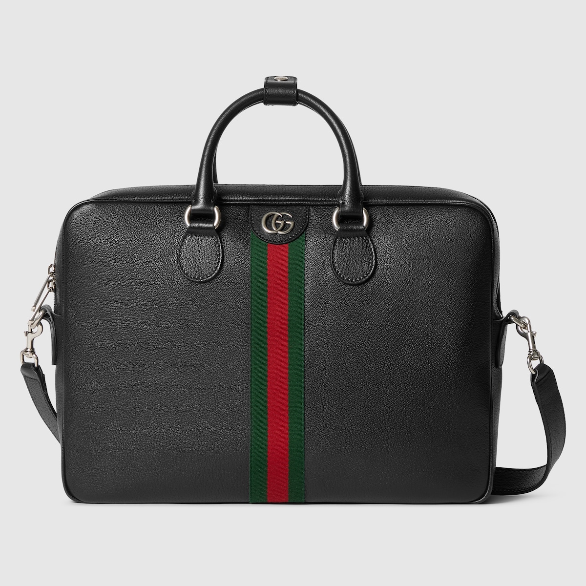 Ophidia large briefcase in black soft leather | GUCCI® US