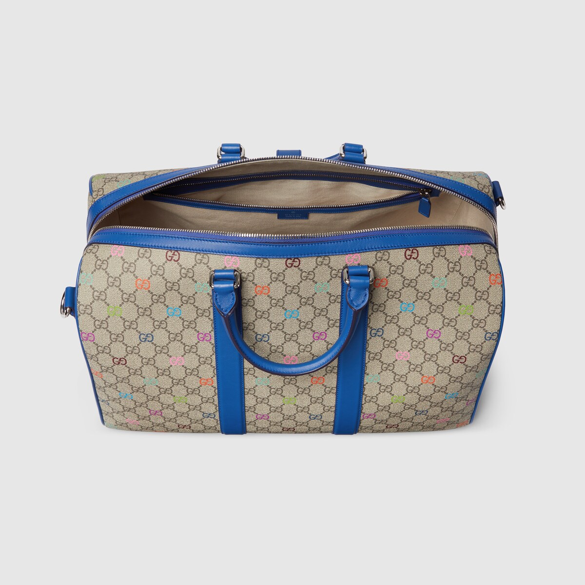 GG multicolor medium duffle bag in beige and dark brown fabric | GUCCI® UK
