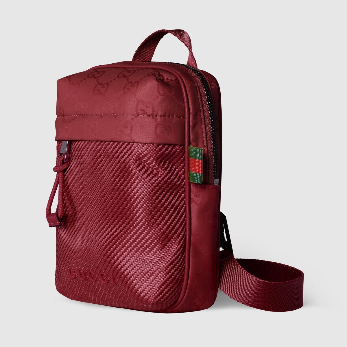Gucci Nexus mini slingbag in Rosso Ancora red GG nylon | GUCCI® US